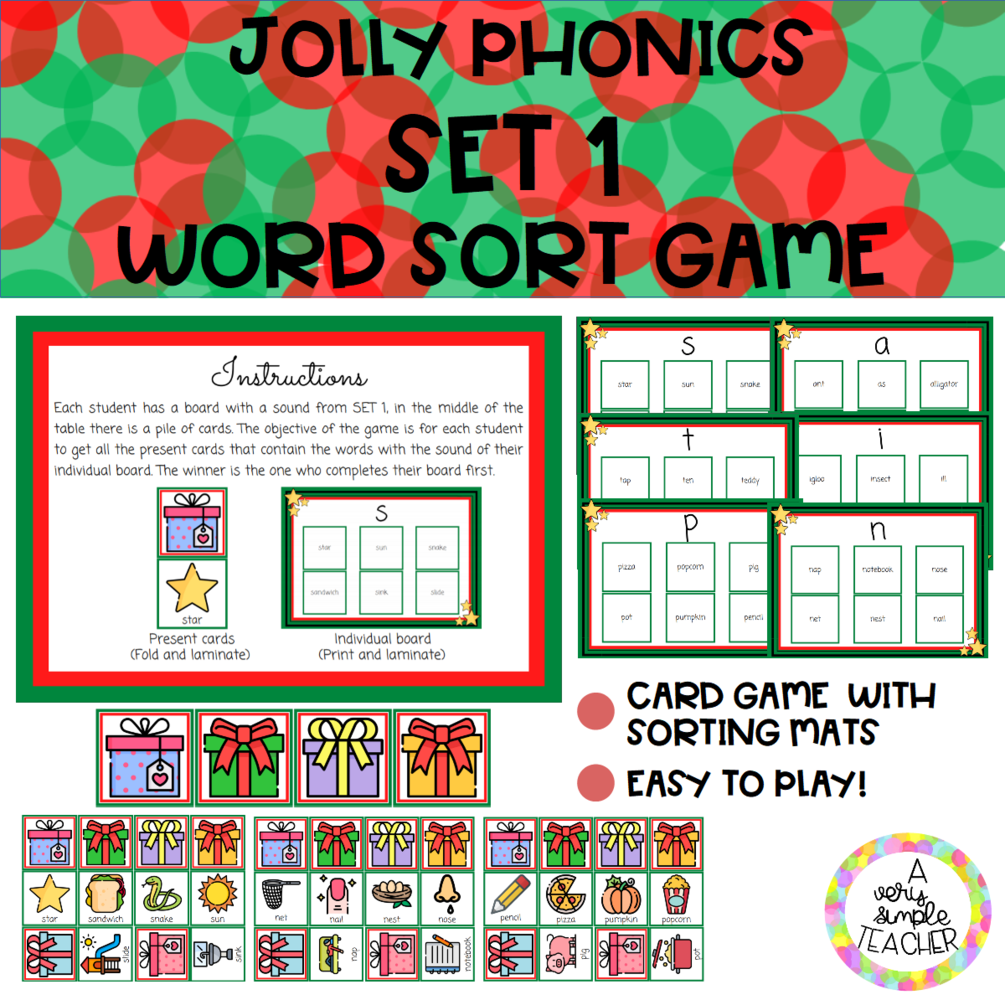 JOLLY PHONICS SET 1 Word Sort Game