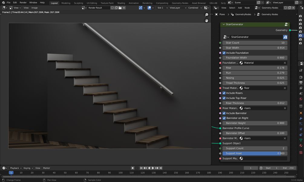 Stair Generator v2 Node for Blender