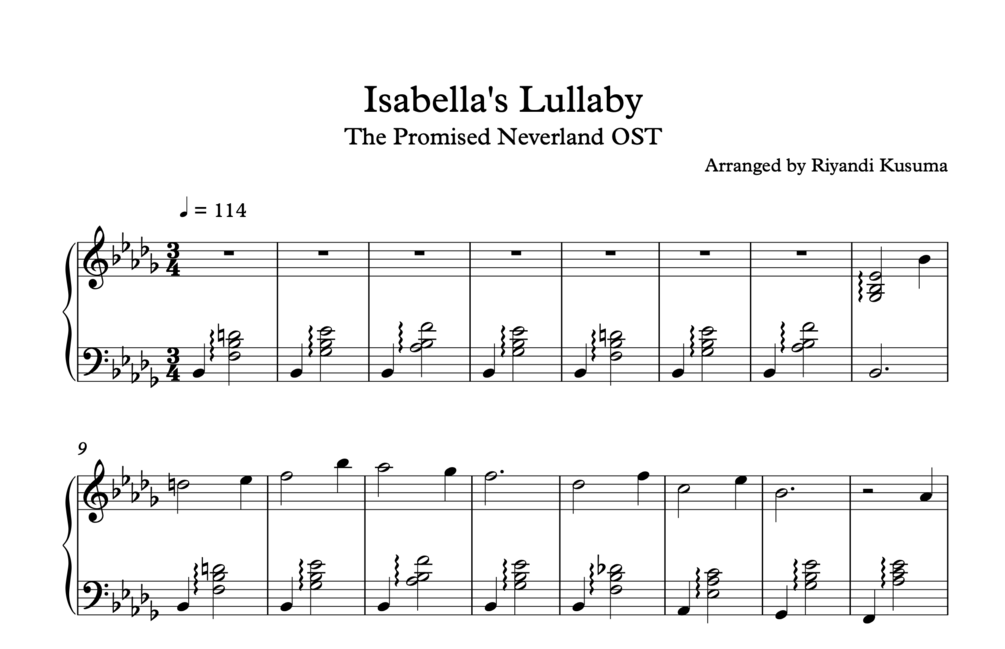Isabella's Lullaby - The Promised Neverland OST (Sheet Music)