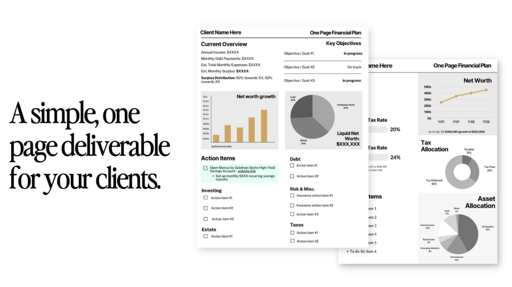 One-Page Financial Plan Template