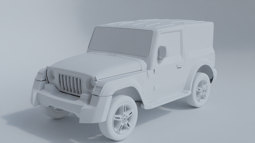 Mahindra Thar 3D + Blueprint