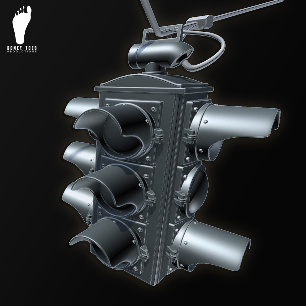 3D Four-Way Hanging Traffic Signal Light - High Poly
