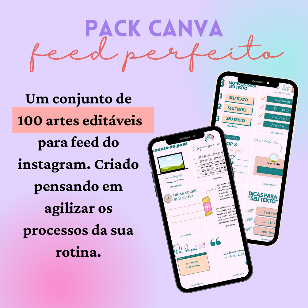 Pack Canva "Feed Perfeito" 100 templates