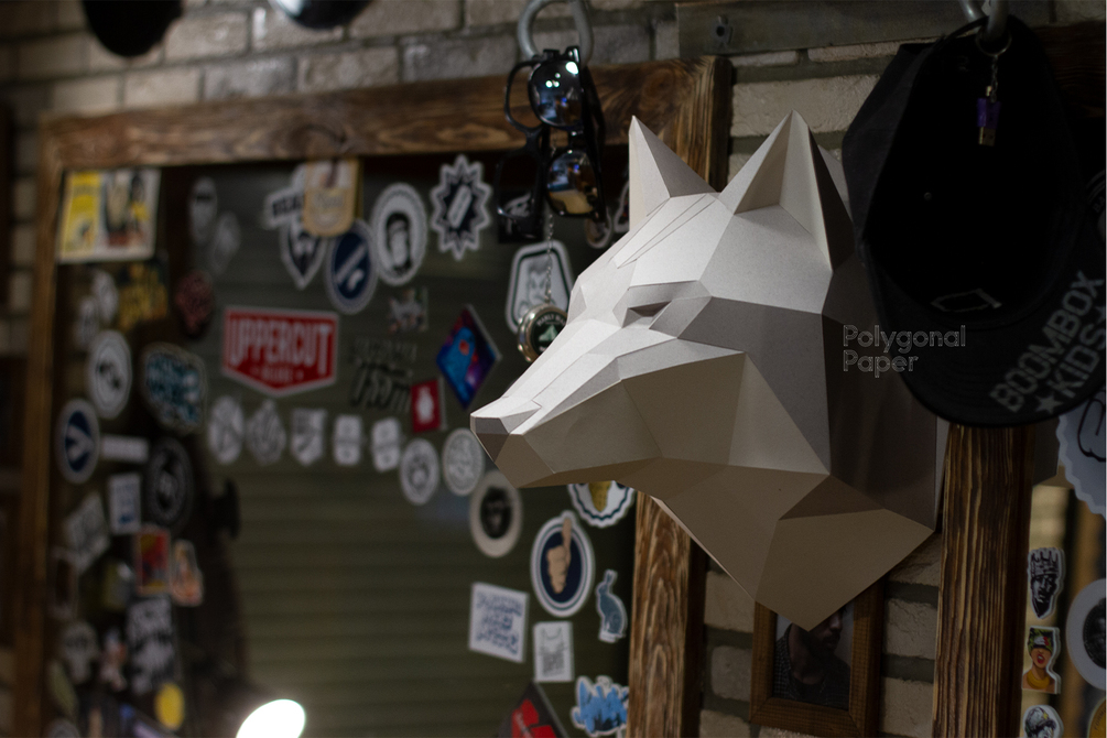 Wolf head: Digital Files for Papercraft. PDF, DXF drawings for download.