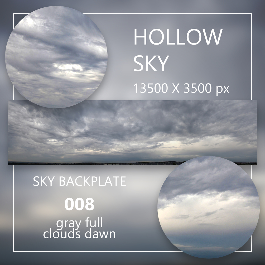 Sky Backplate 008 - Gray Full Clouds Dawn