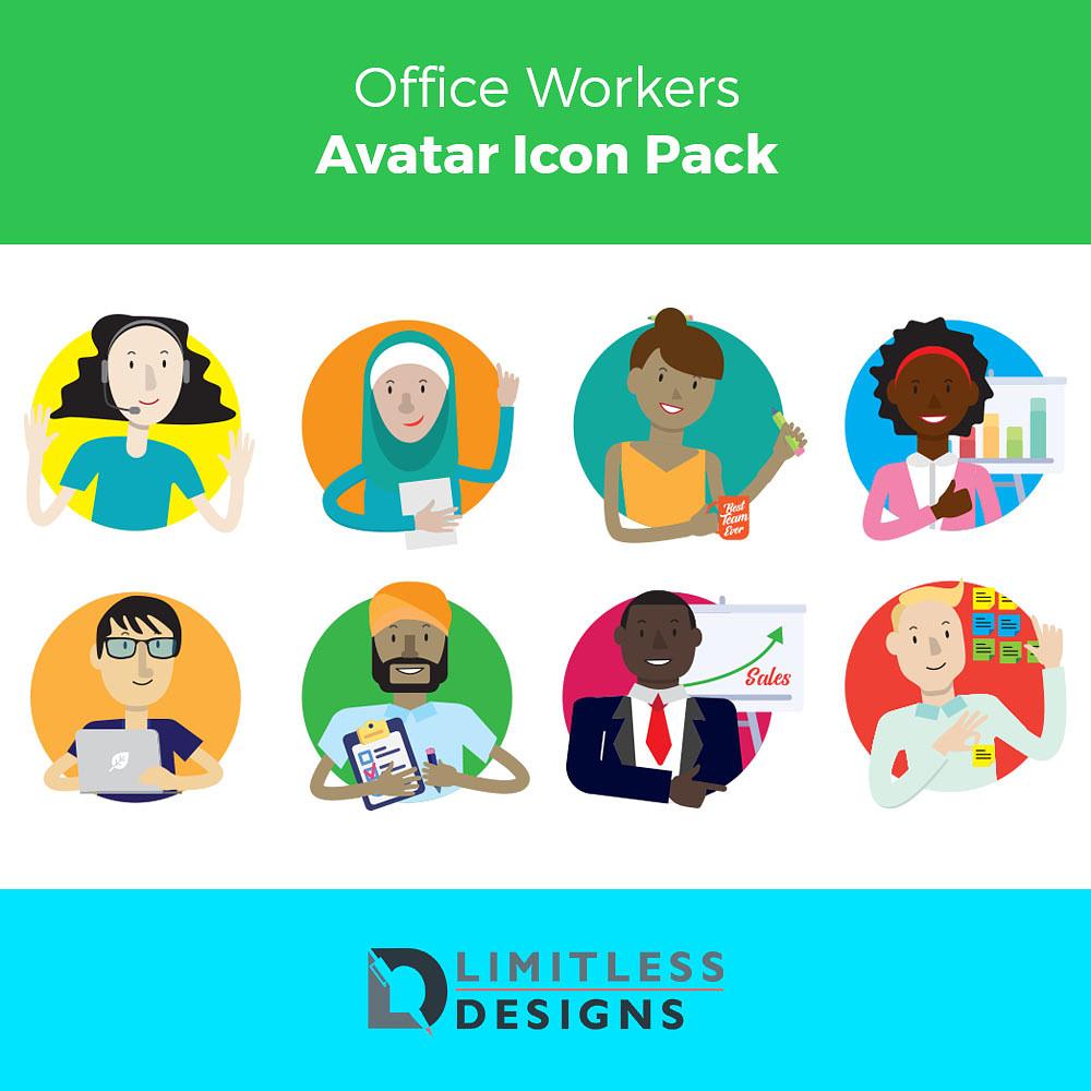 FREE Office Workers Avatar Illustrations