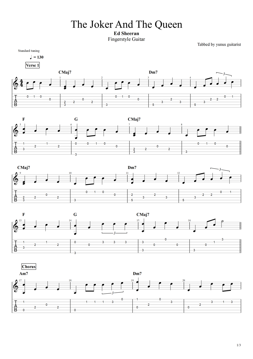 TAB. The Joker And The Queen - Ed Sheeran