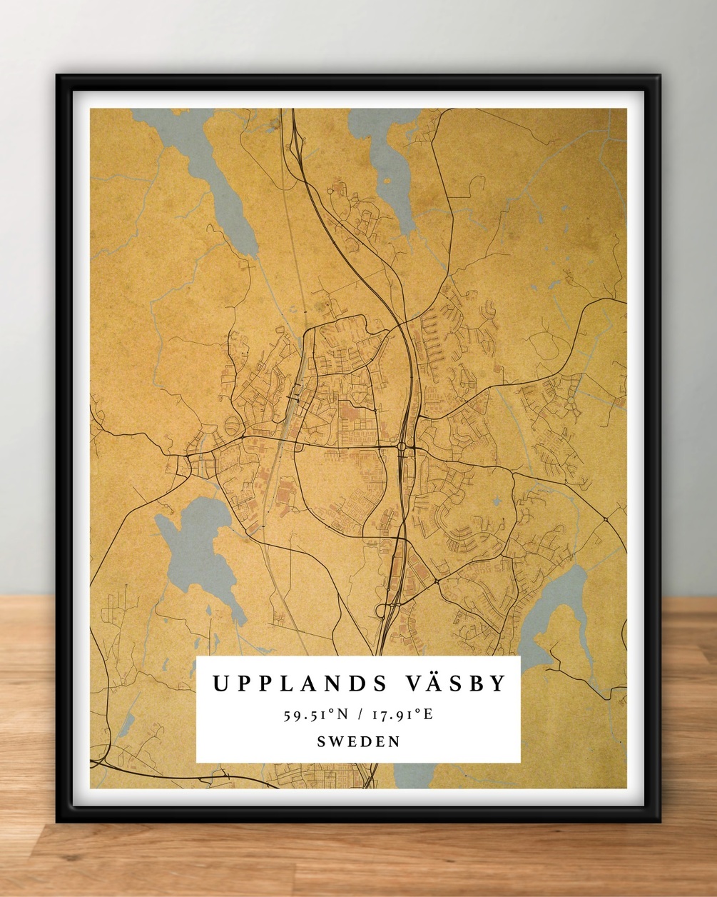 UPPLANDS VÄSBY, Sweden – Digital Map Poster – Retro