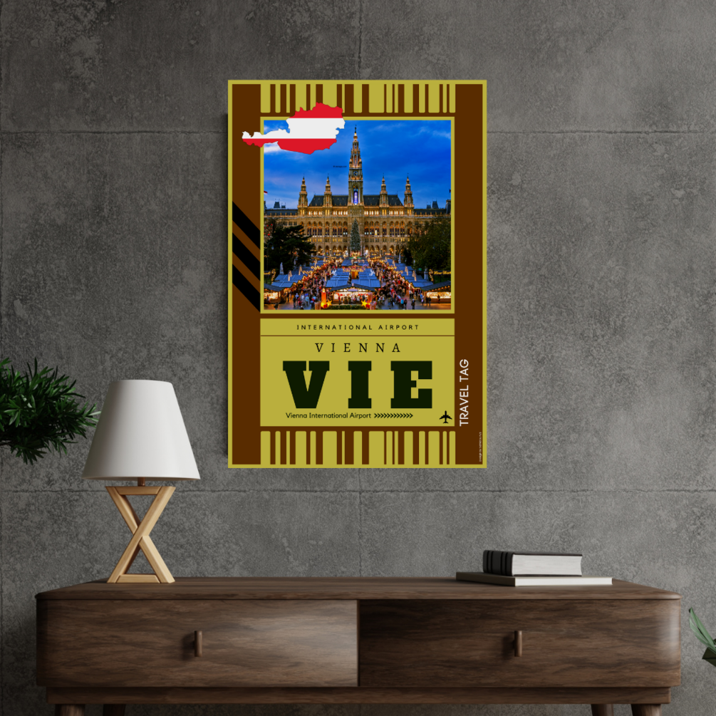 VIE VIENNA PRINTABLE AIRPORT CODE WALL ART