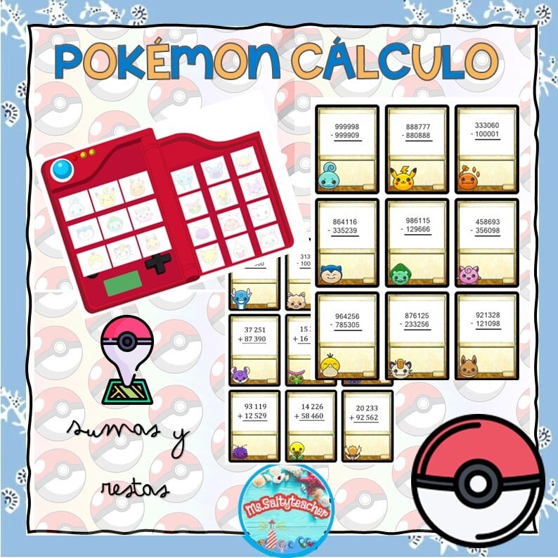 MATE 5º: CAZANDO POKEMON CON SUMAS Y RESTAS- CÁLCULO