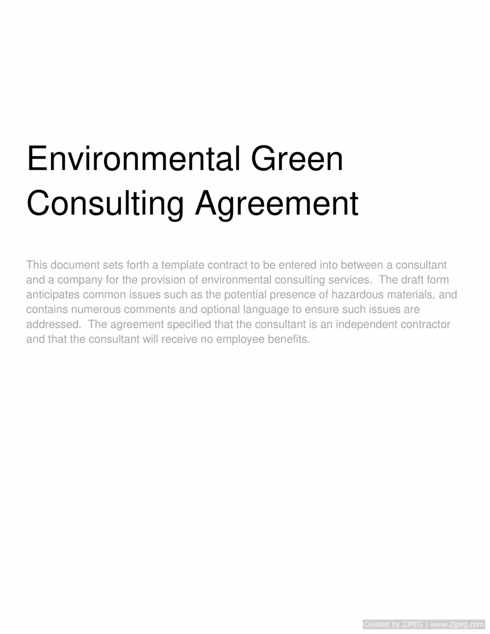 Environmental Green Consulting Agreement