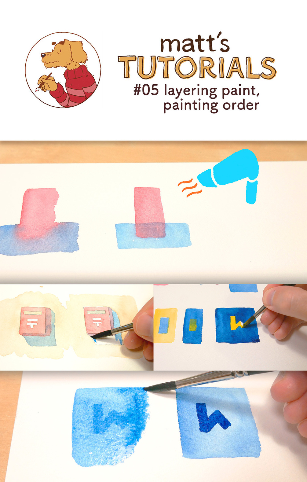 matt's tutorials #05 watercolor basics: layering, painting order