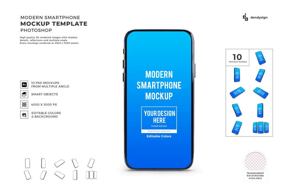 Generic Smartphone Mockup Template Set
