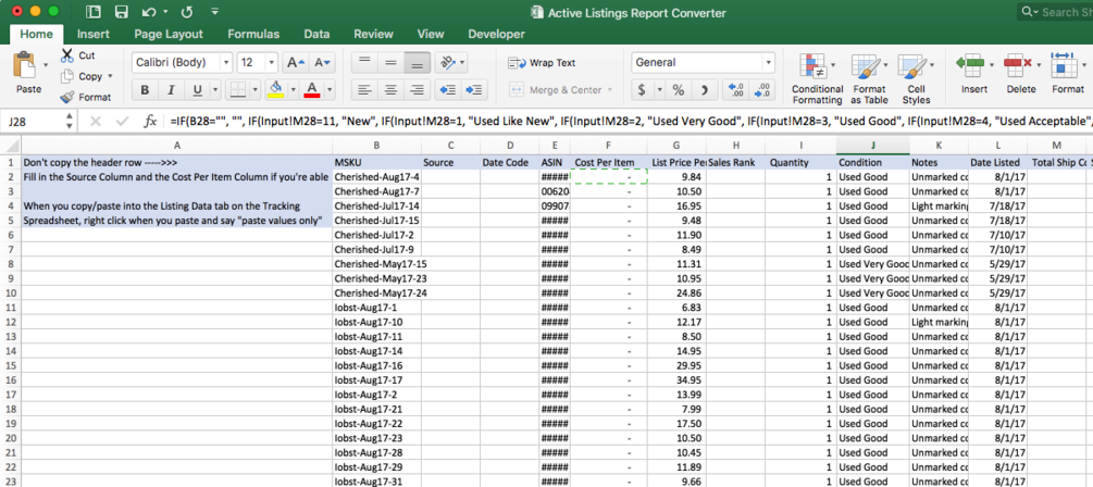 Active Listings Report Converter
