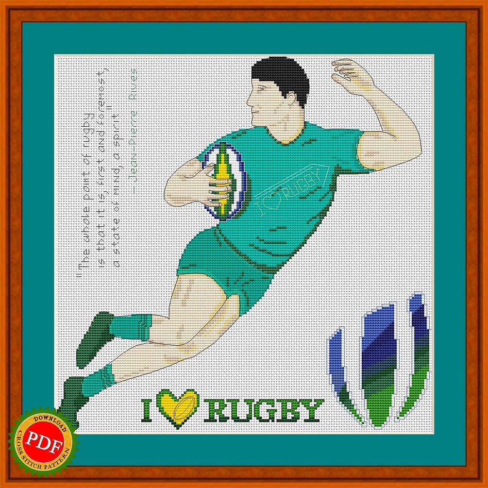 Rugby Cross Stitch Pattern | Rugby Union | Rugby Player