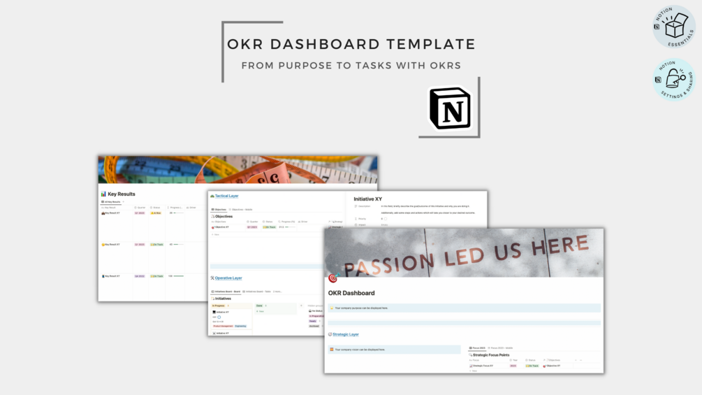 OKR Dashboard Template - From Purpose to Tasks with OKRs