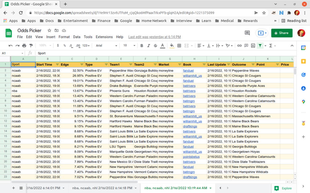 Odds Picker by Wildflowers Analytics