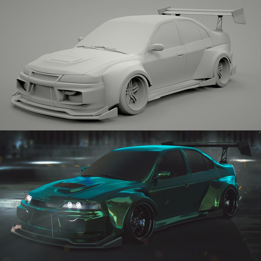 Lancer Evolution IV Widebody [3D Model]
