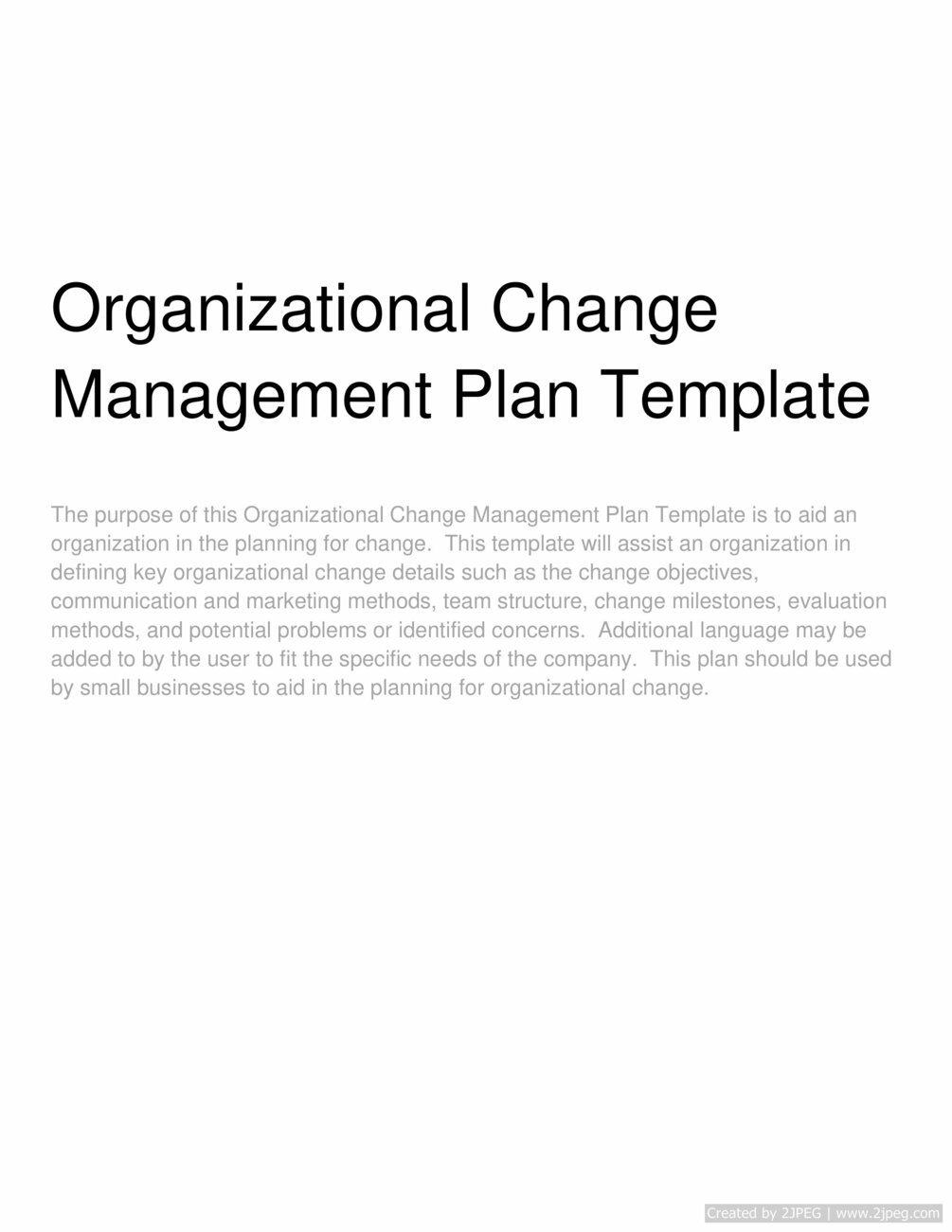 Organizational Change Management Plan Template
