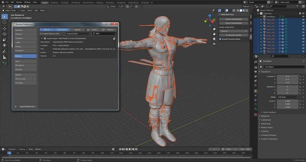 import/export MK9 Model Format(.SkeletalMesh) for Blender 2.80+