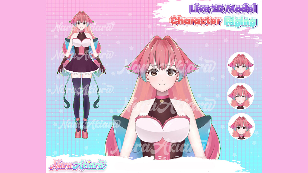 Vtuber Model and Rigging Anime Girl with Braided Pink Hair Premade ...