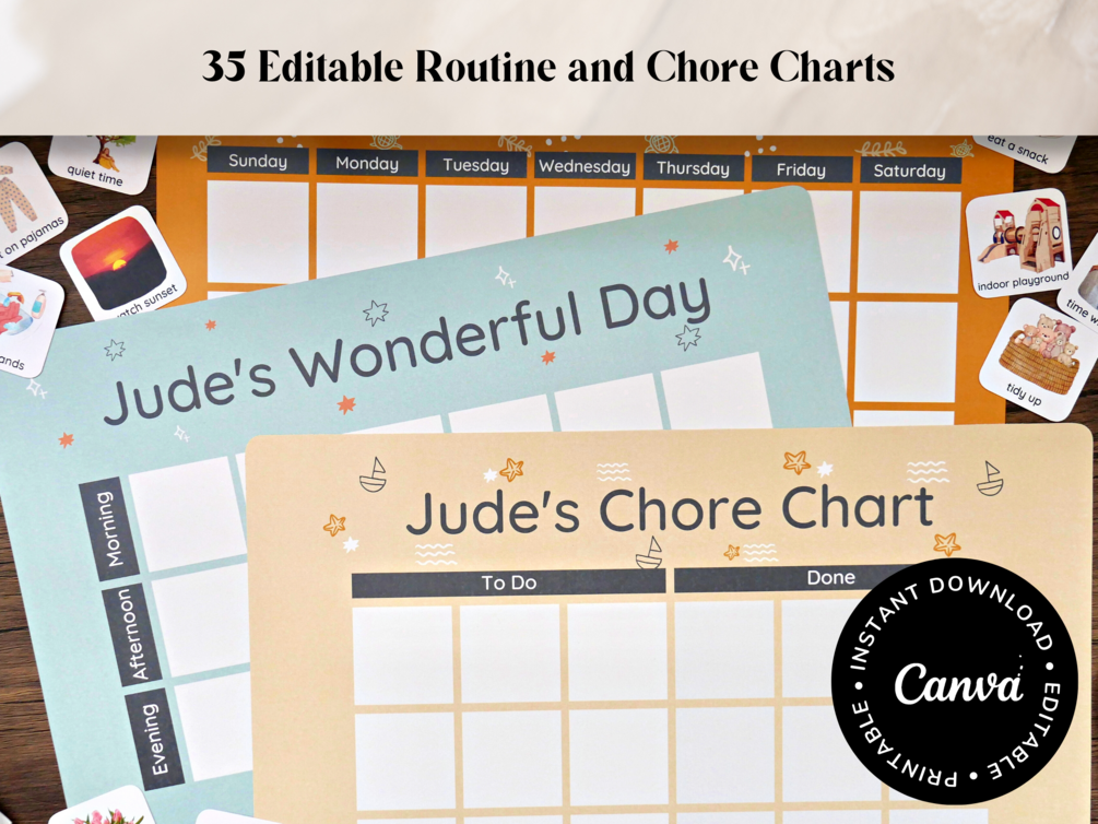 Editable Daily Routine Charts | Kids Daily Chore Chart | Visual ...