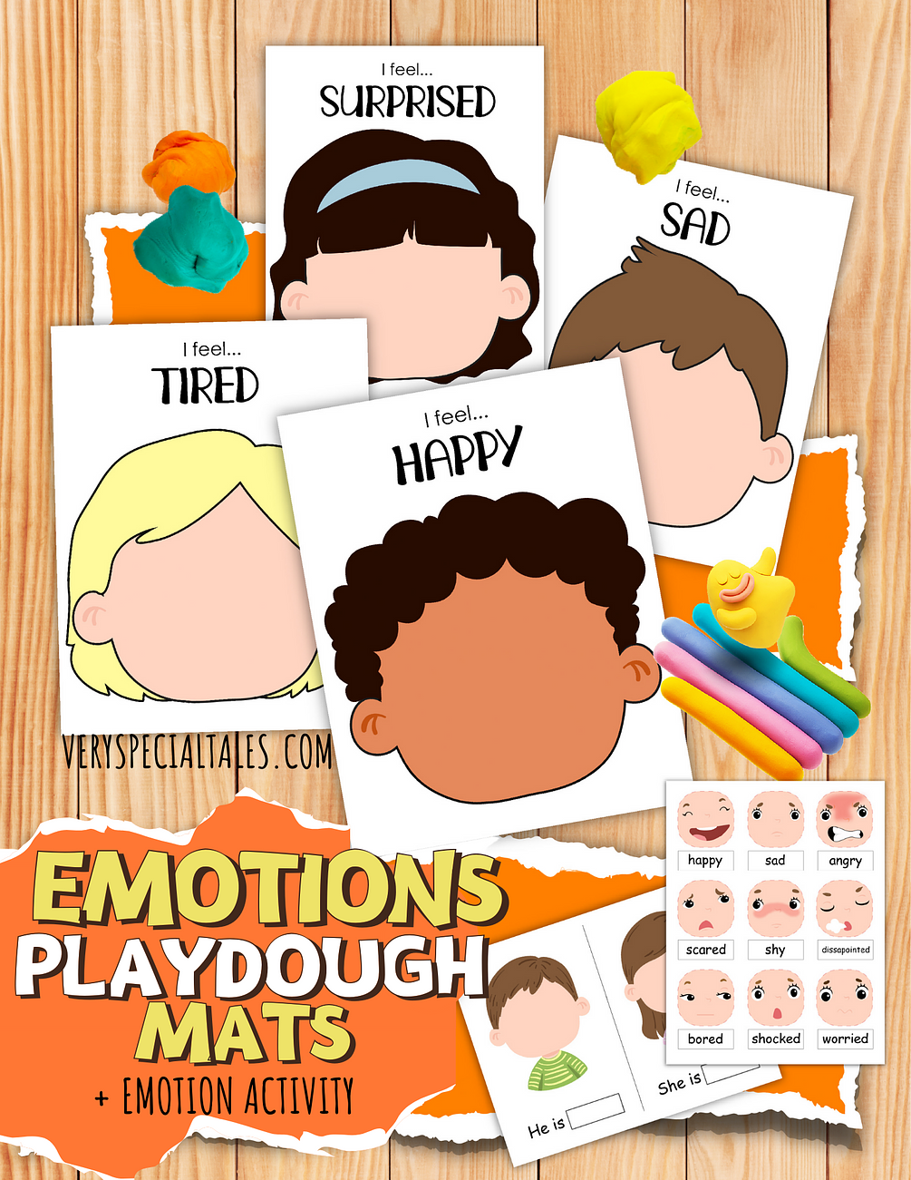 Emotions Playdough Mats (Blank Face Mats)