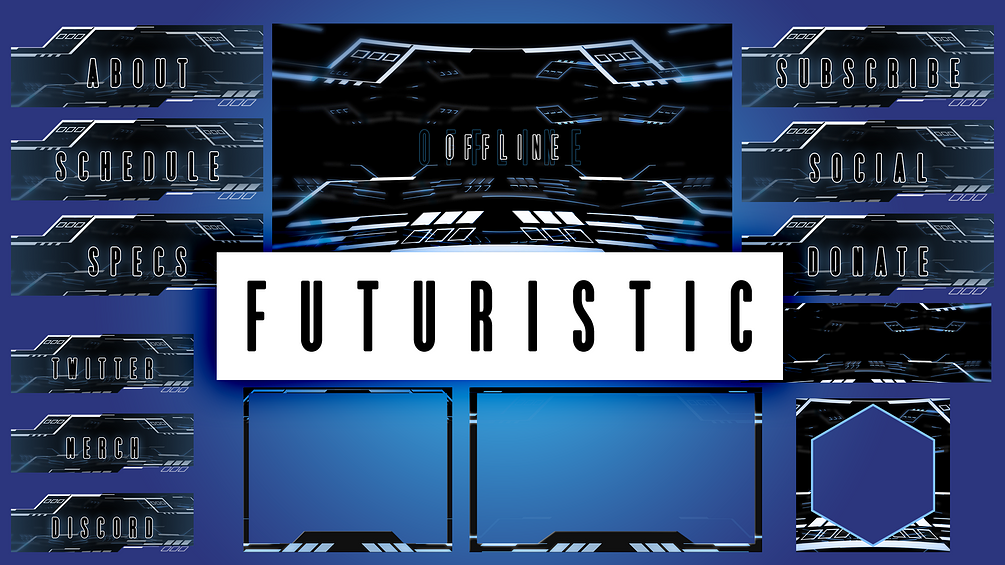 FUTURISTIC Twitch Animated MEGA Pack for OBS/ Streamlabs