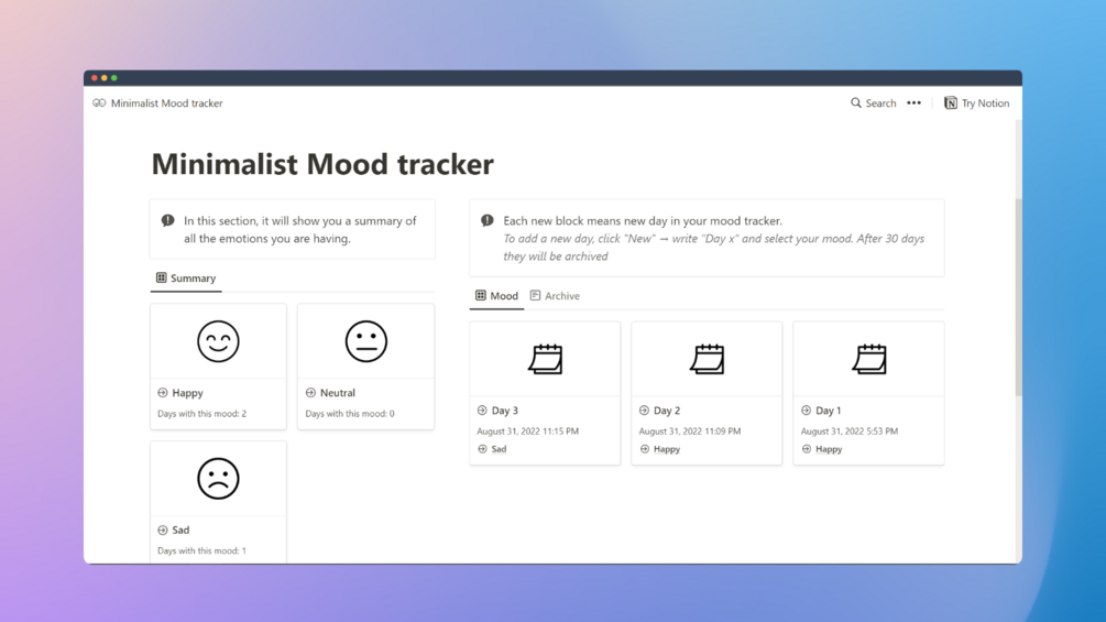 Minimalist Mood Tracker