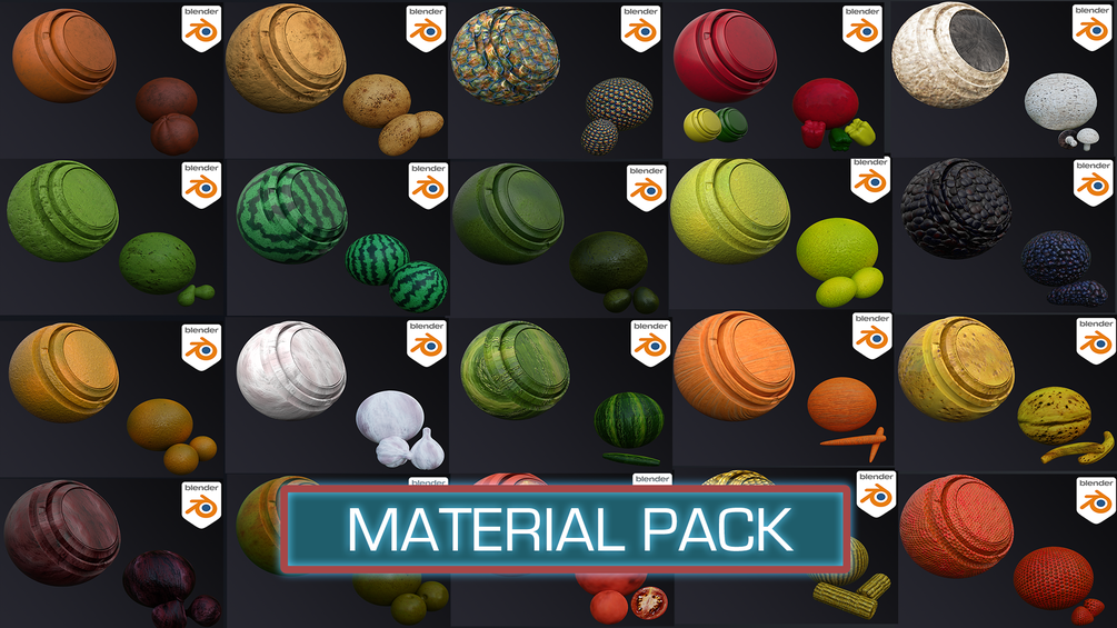 Blender Fruit and Vegetables Material Pack