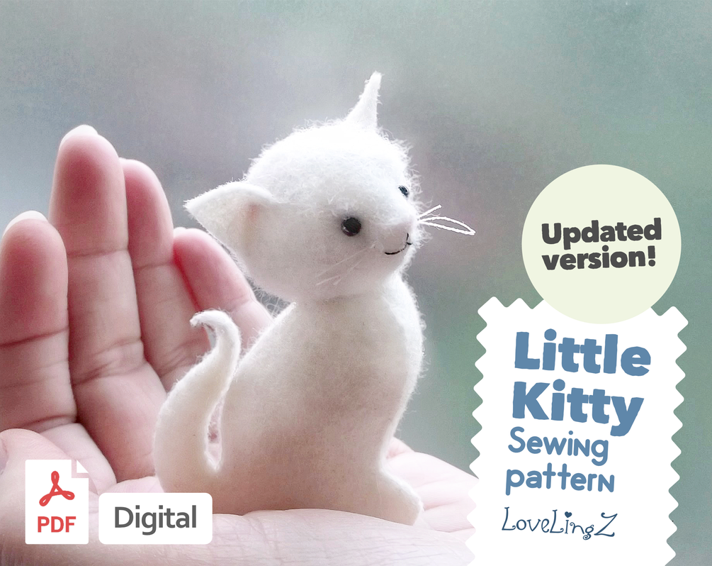 Sewing Pattern PDF - Felt Little Kitty / Kitten - DIY LoveLingZ cat creature tutorial PDF