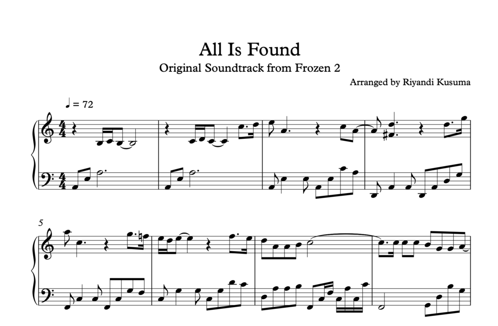 Frozen 2 - All Is Found (Sheet Music)