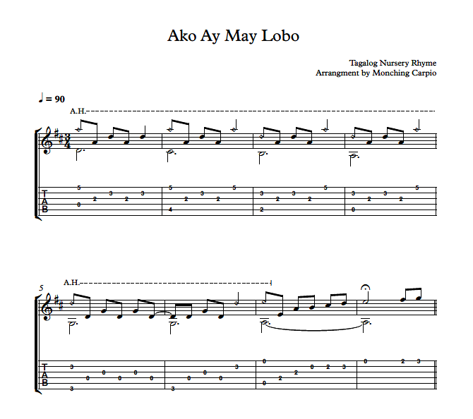 Ako Ay May Lobo for Solo Guitar