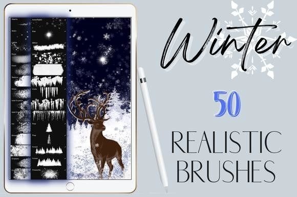 Procreate Winter Realistic Forest Brush + Bonus Brush Stamps 90s Nostalgia