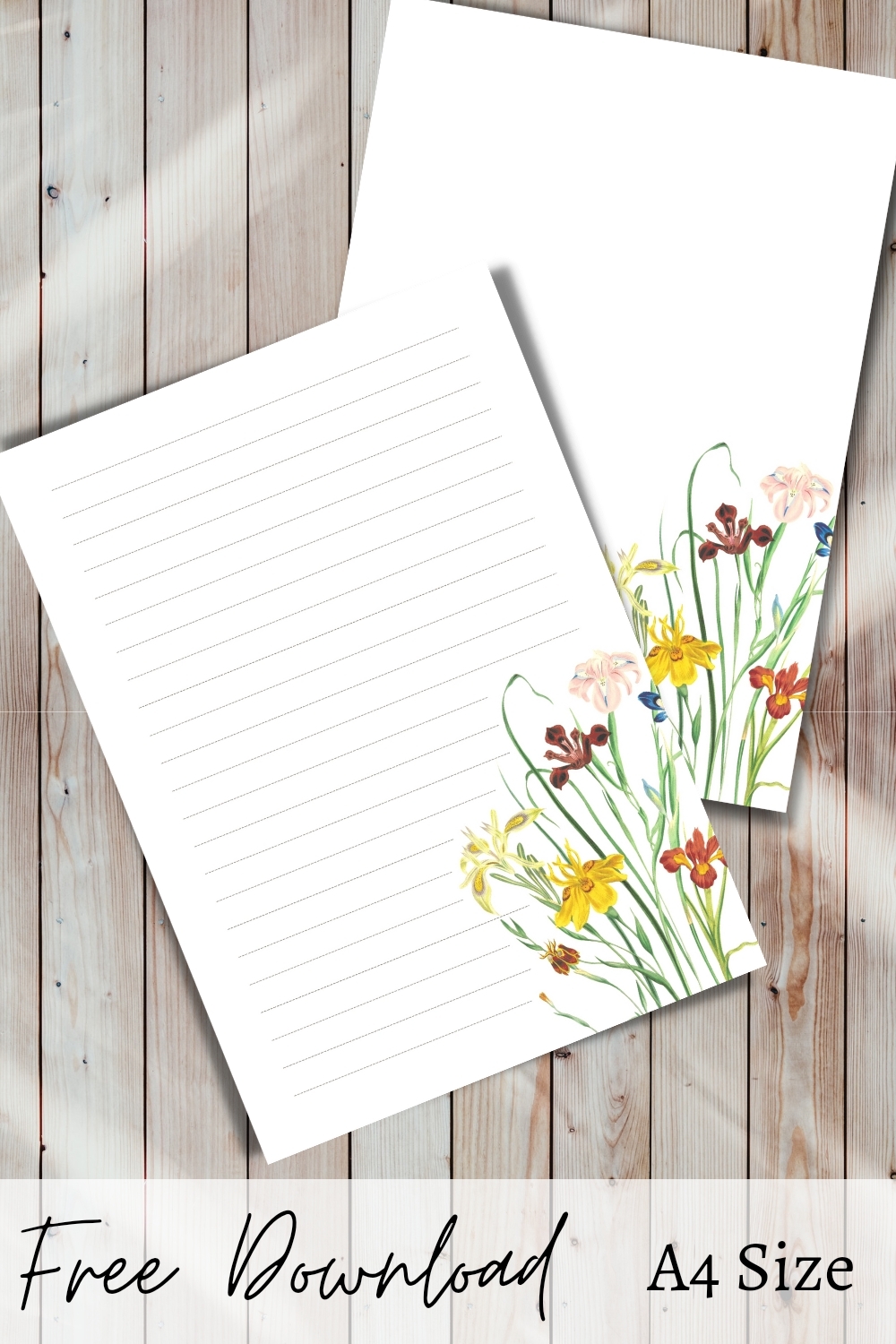 Floral Watercolor Printable Stationery, Digital Note Paper, Printable ...