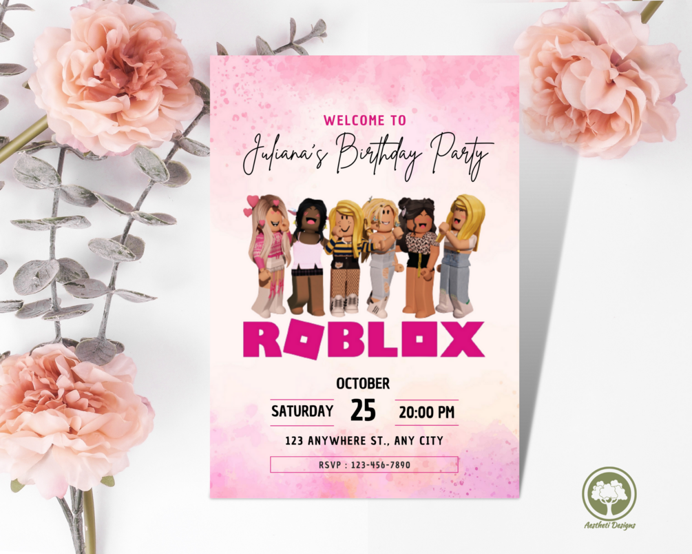 Roblox Girl Birthday Invitation Template