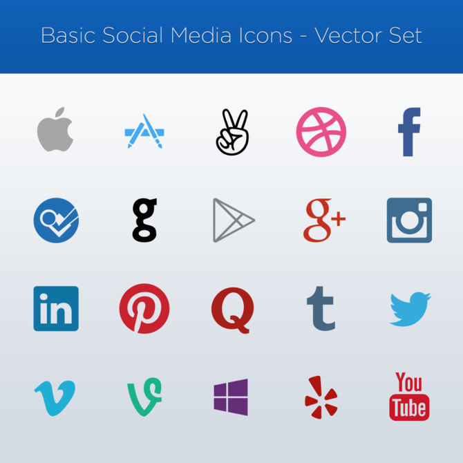 Basic Social Media Icons - Vector Set