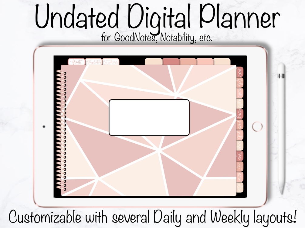 Customizable Rose Gold Undated Digital Planner