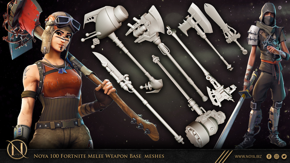 Noya 100 Fortnite Melee Weapon Base meshes