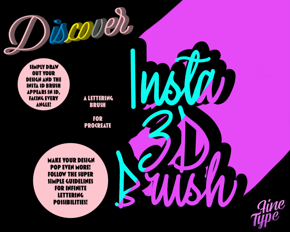 INSTA 3D LAYERED LETTERING BRUSH FOR PROCREATE