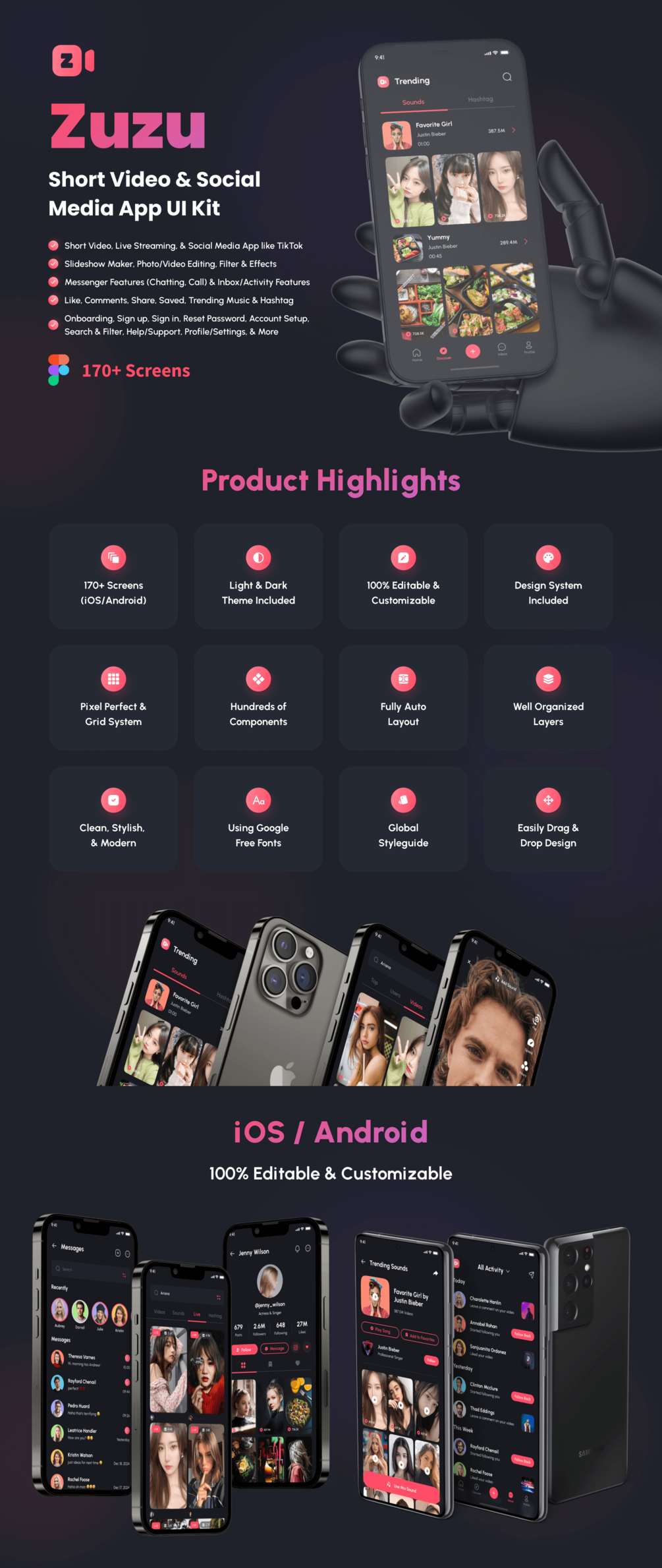 Zuzu - Short Video & Social Media App UI Kit
