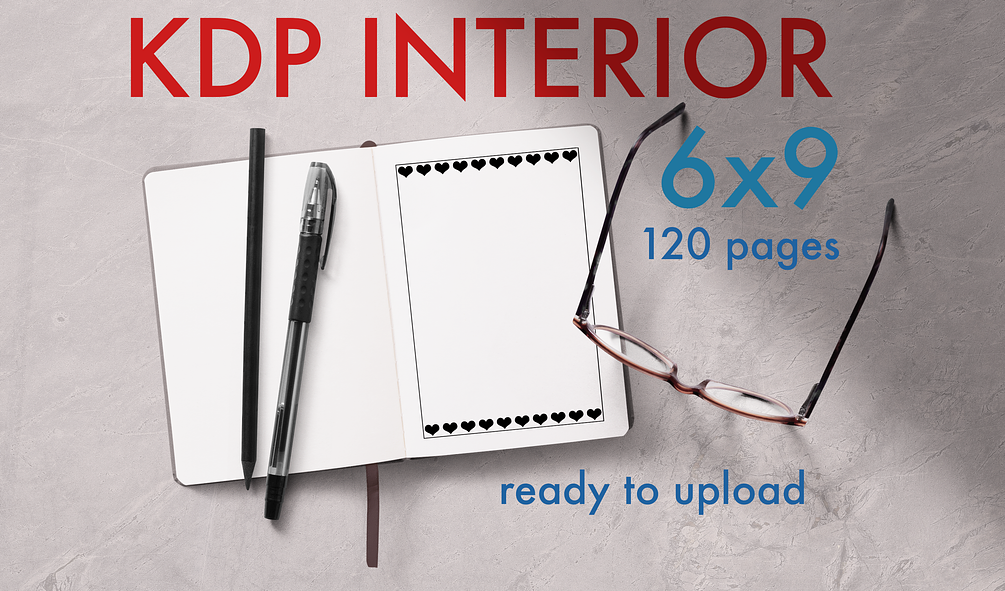 KDP Interior "Heart Notebook" Template (Kindle Direct Publishing)