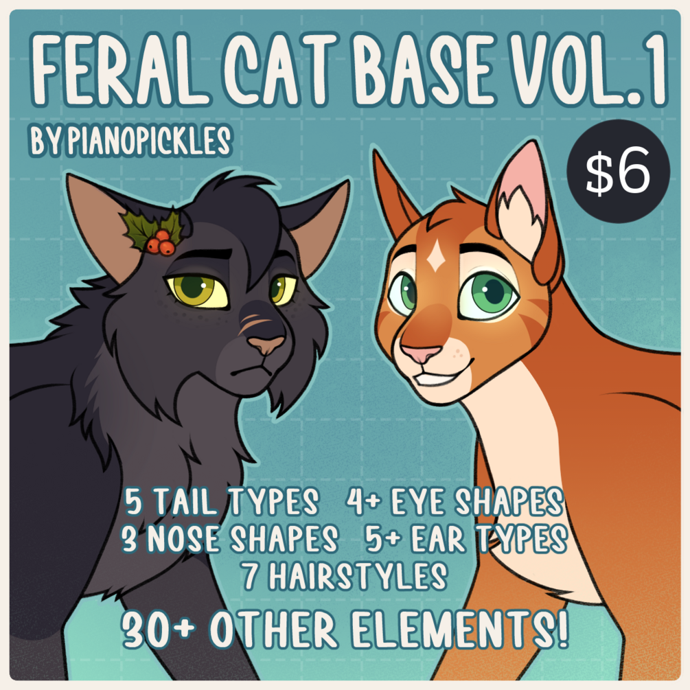Feral Cat Base Vol.1 - Warrior Cats maker, reference sheet pack