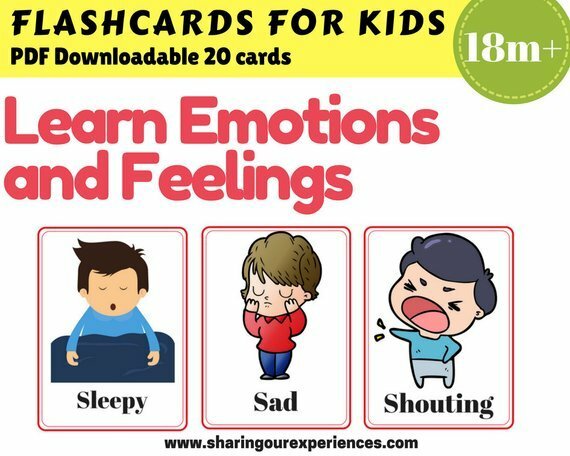 20 Emotions Feelings Flashcards - Nursery Preschool Toddler Moods ...