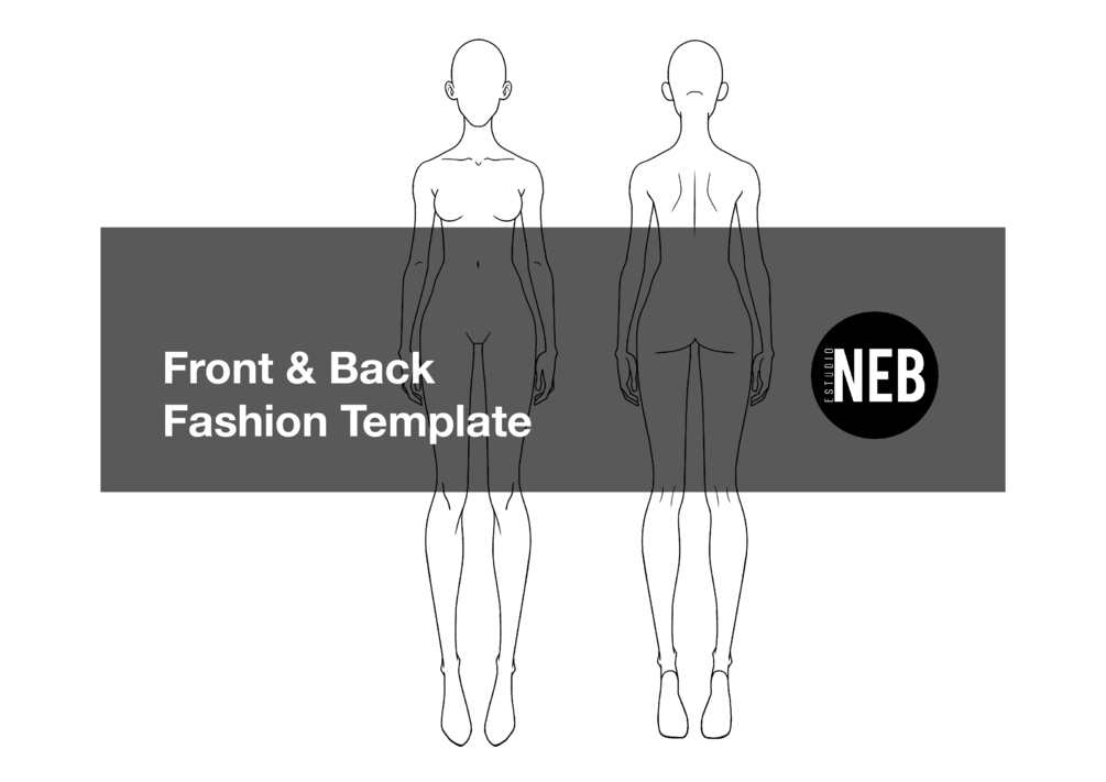 Woman FASHION FIGURE TEMPLATES - Front and back
