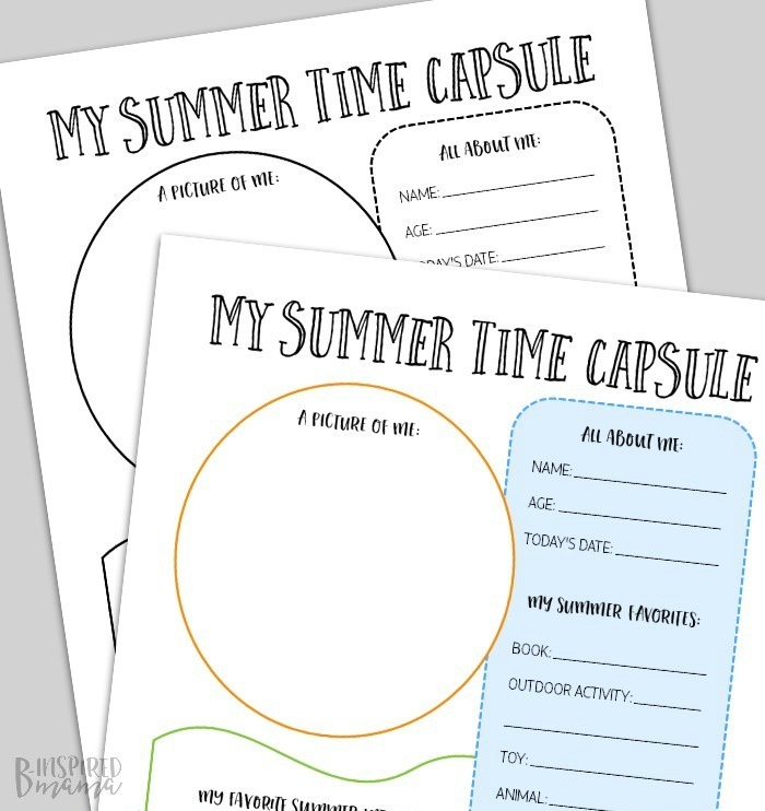 Kids Summer Time Capsule Printable