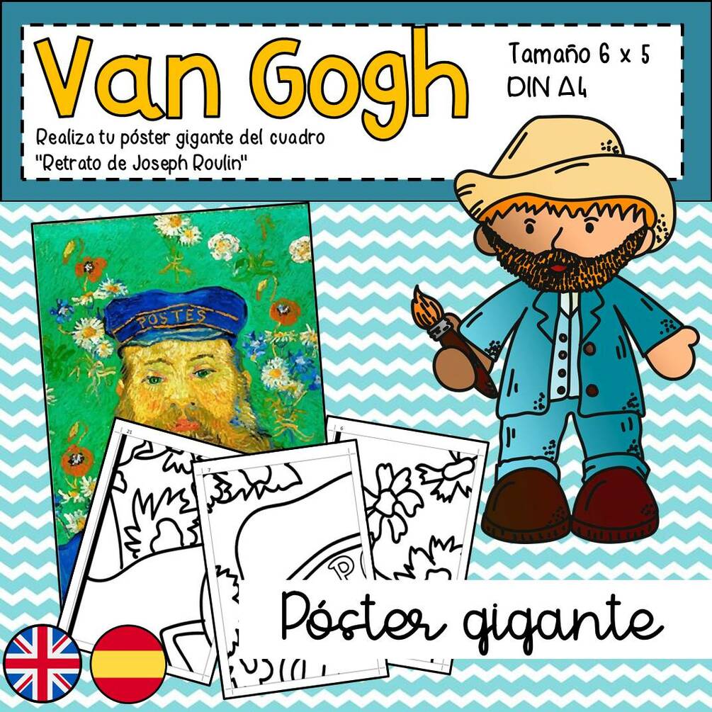 Van Gogh póster colaborativo del cuadro "El cartero Joseph Roulin".