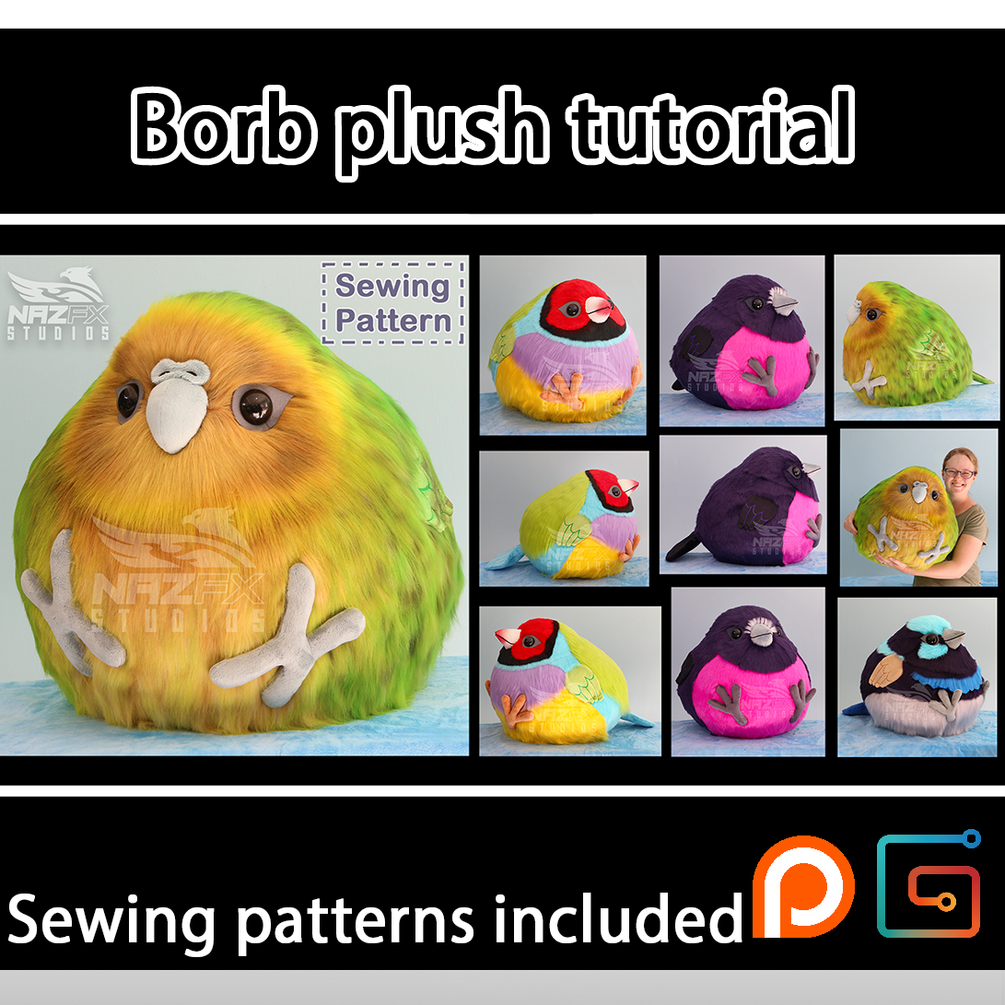 Borb (round bird) - sewing patterns and tutorial
