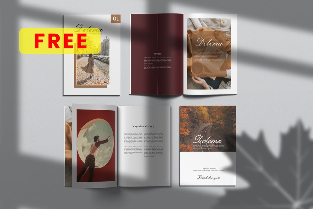 Free A4 magazine + Overlay Shadow Mockup