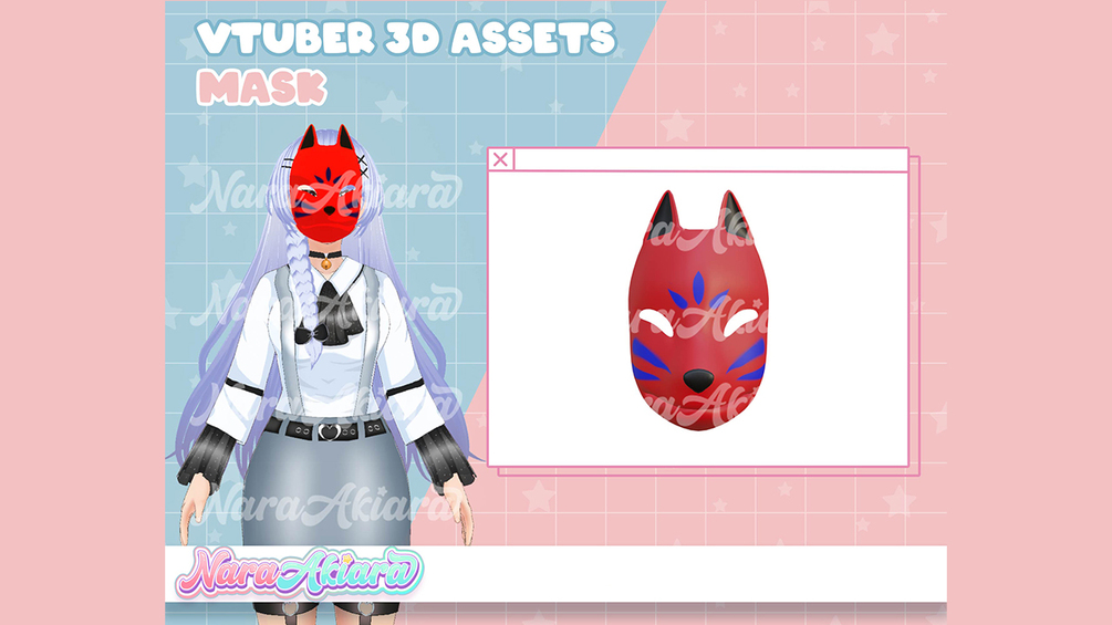 3D Vtuber Assets Mask V7 vroid commission, 3D assets ready to use ...